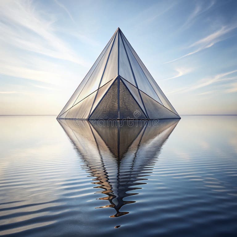 Geometric Pyramid with Sky Reflection Stock Illustration - Illustration ...
