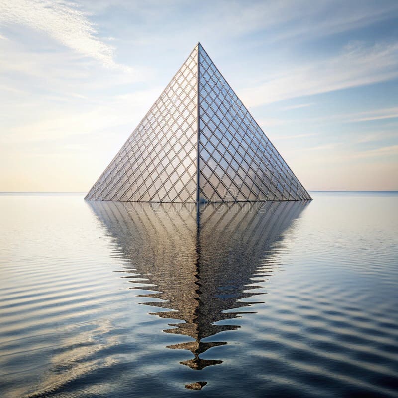 Geometric Pyramid with Sky Reflection Stock Illustration - Illustration ...