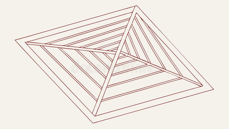 Geometric Pyramid Structure with Grid Lines, Abstract Blueprint Design ...