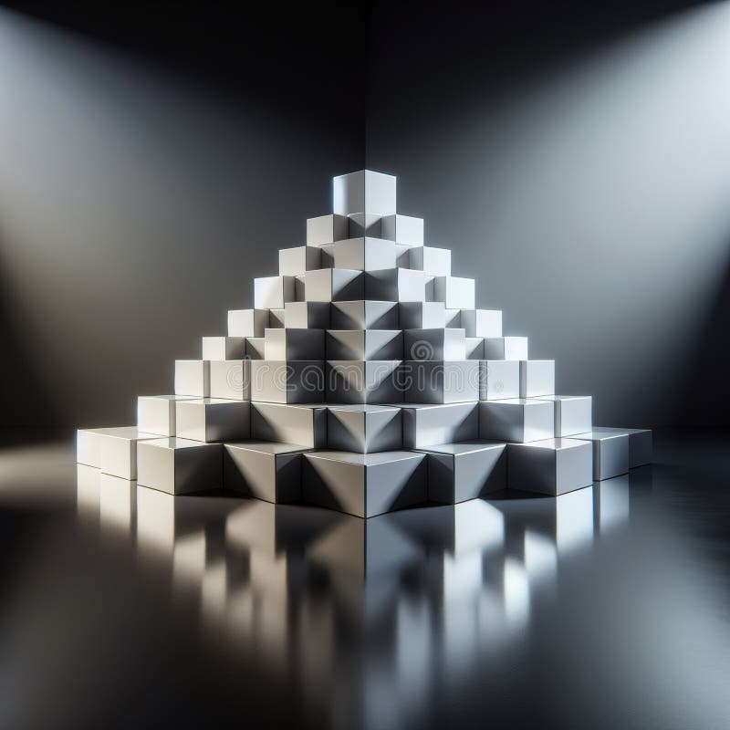 Geometric Pyramid of White Boxes Stock Illustration - Illustration of ...