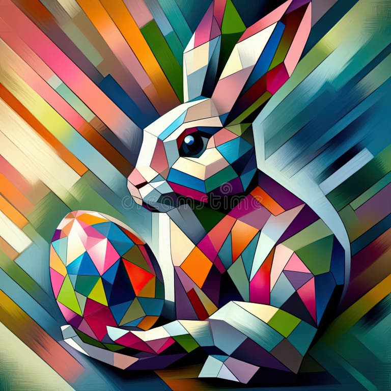 Geometric Rabbit Featuring Multicolored Egg Stock Illustration ...