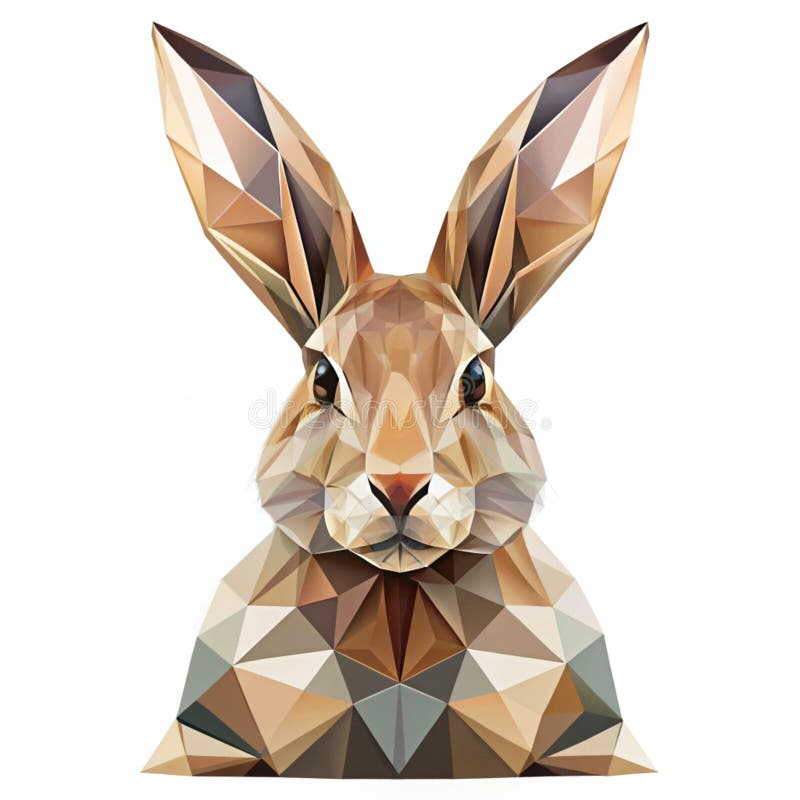 Geometric Rabbit with Pointed Ears Stock Illustration - Illustration of ...