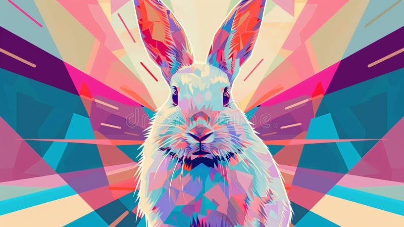 Geometric Rabbit Portrait with Modern Abstract Design Stock Image ...