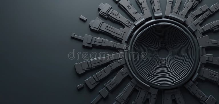 Geometric Radial Abstract Dark Grey Background. Concentric Circles ...