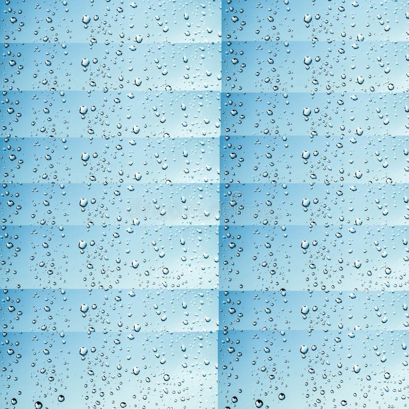 Geometric Raindrop Pattern on Glass with a Soft Blue Background Stock ...