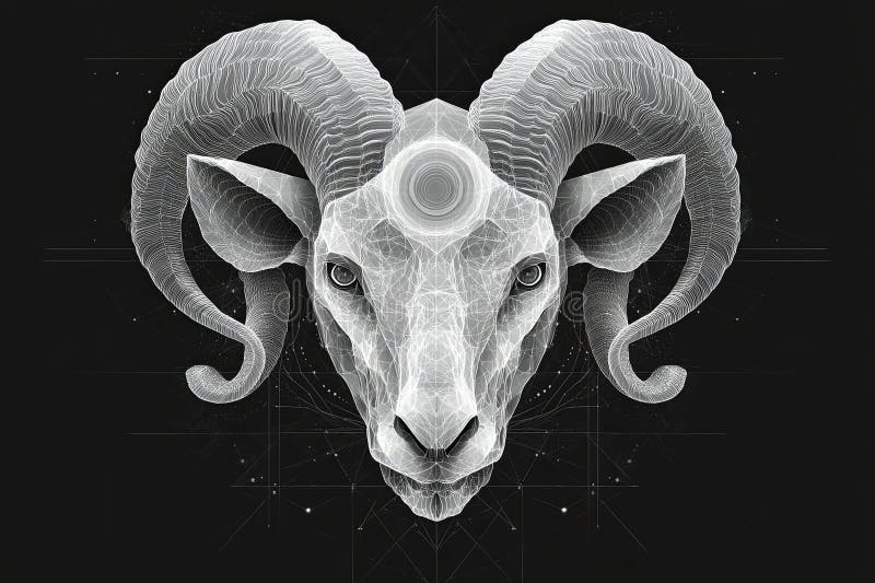 Geometric Ram Head Illustration with Sacred Geometry and Third Eye ...