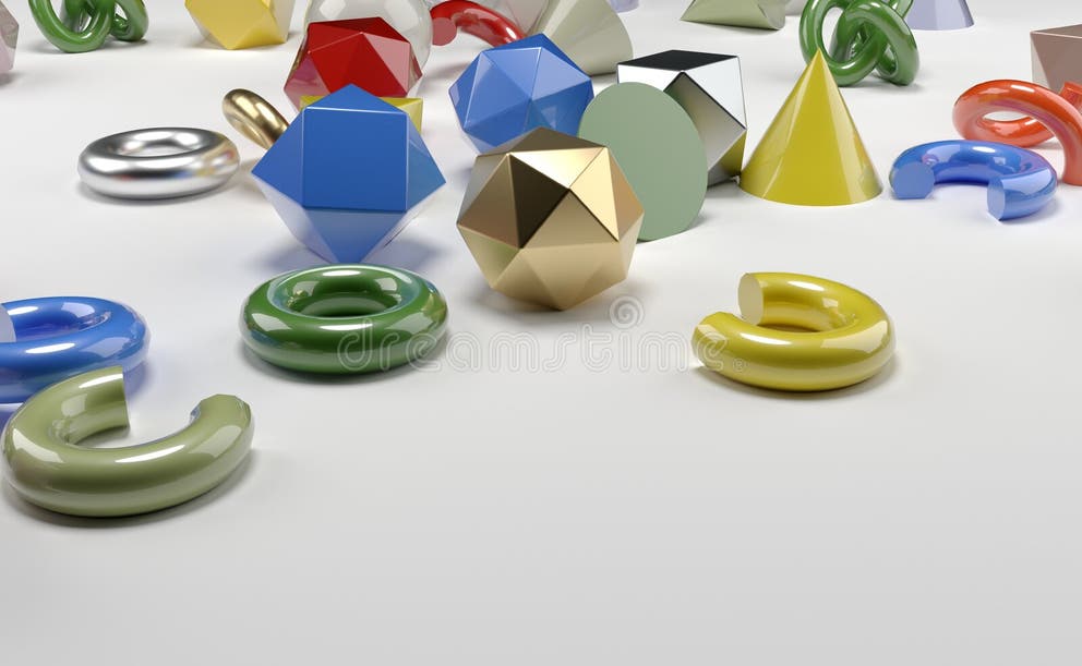 Geometric Realistic Looking Primitive Objects Stock Illustration ...