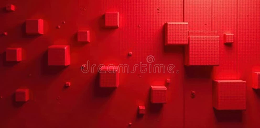 Geometric Red Blocks, Sharp Angles, Intense Color, Crimson, Screen ...