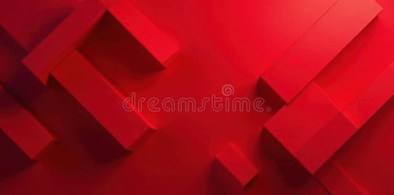 Geometric Red Blocks, Sharp Angles, Intense Color, Digital, Vibrant ...