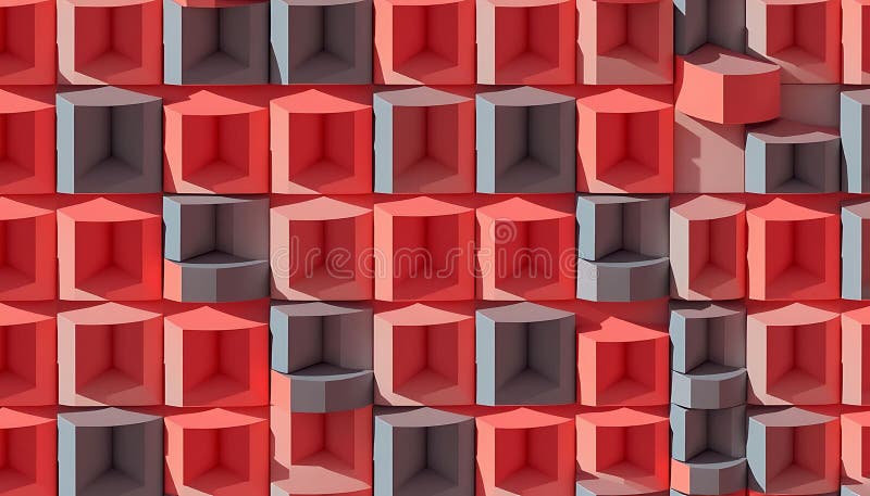 Geometric Red Cube Pattern Background, Abstract 3D Design and Modern ...