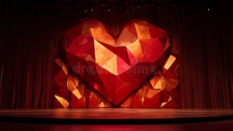 Geometric Red Heart Stage Backdrop Design Stock Illustration ...