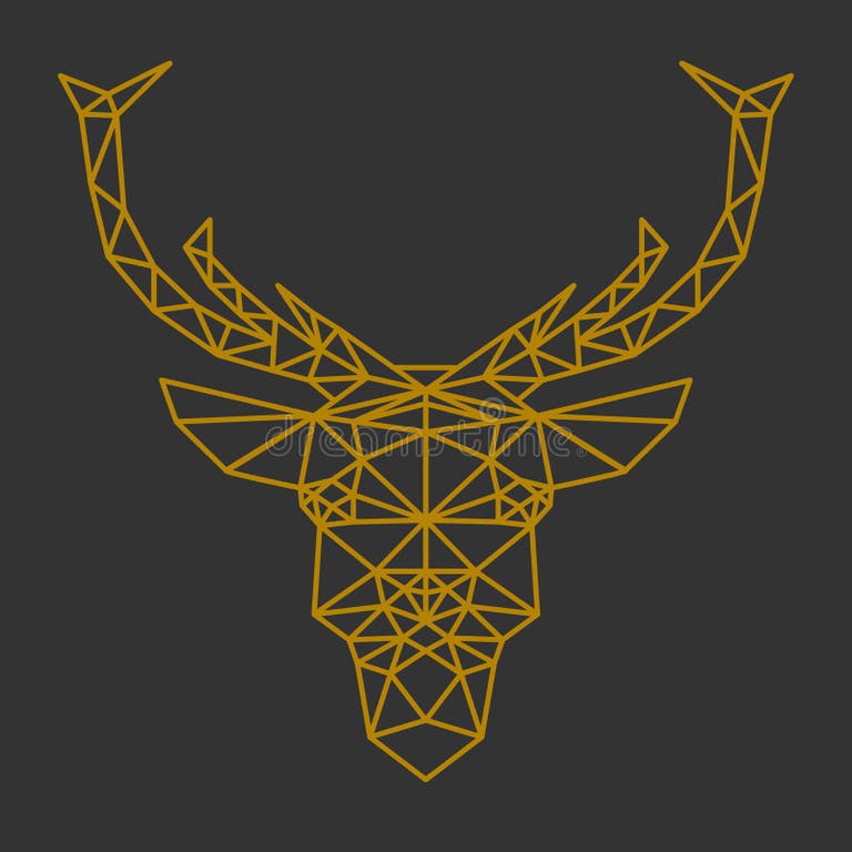 Geometric Reindeer or Stag Head Front View Stock Vector - Illustration ...