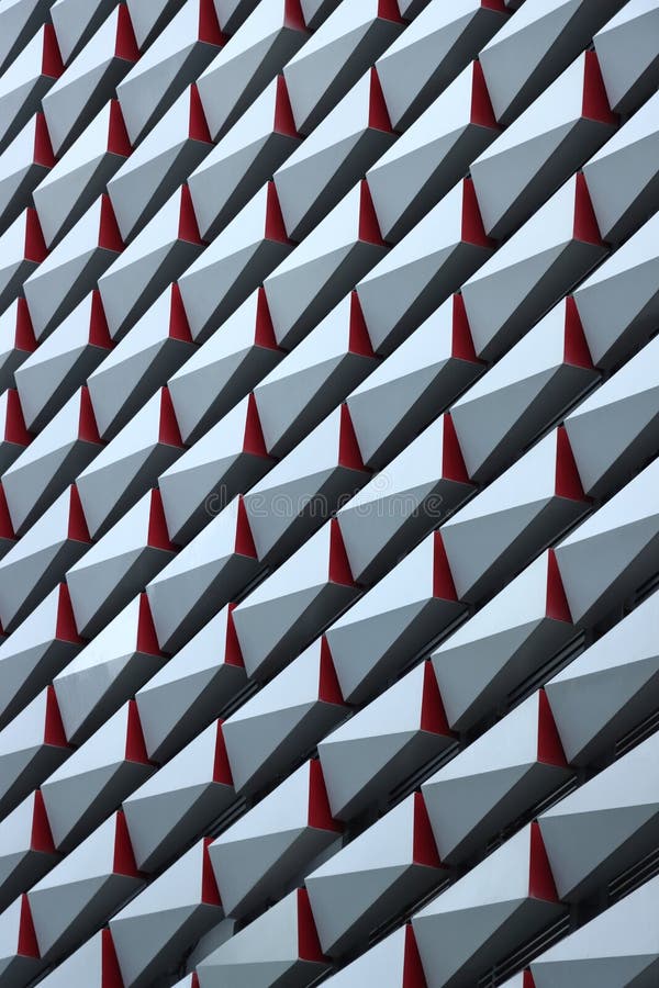 Geometric Repeating Structure in Silver and Red - Vertical Composition ...