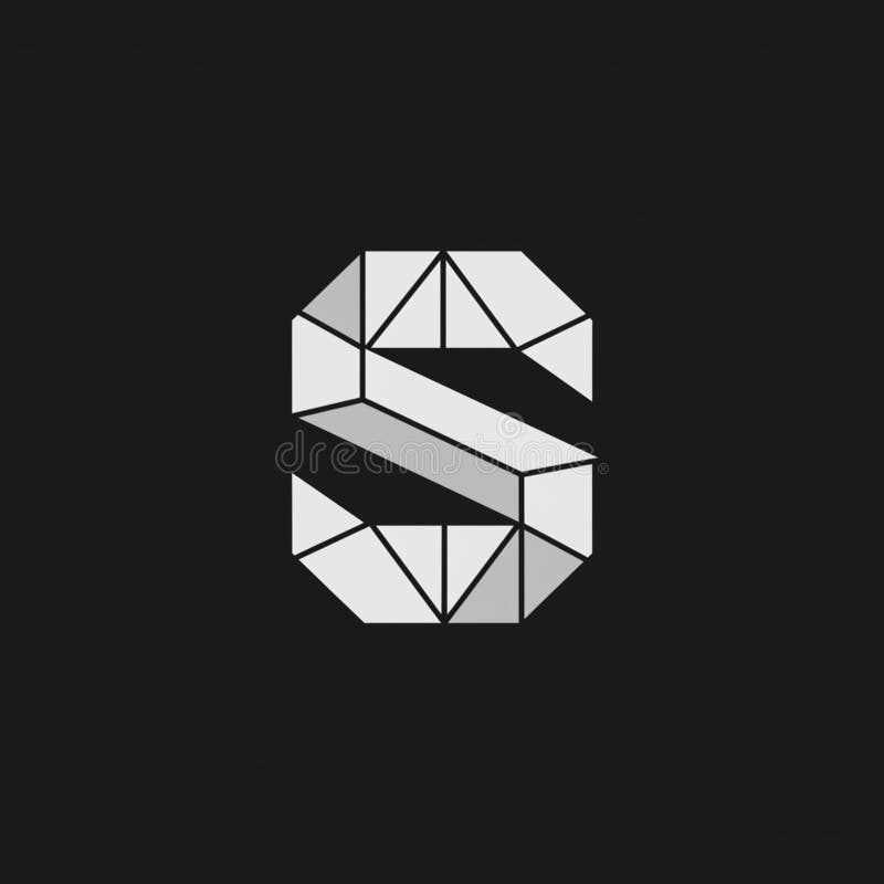 Geometric Representation of the Letter "S" in White Against a Black ...