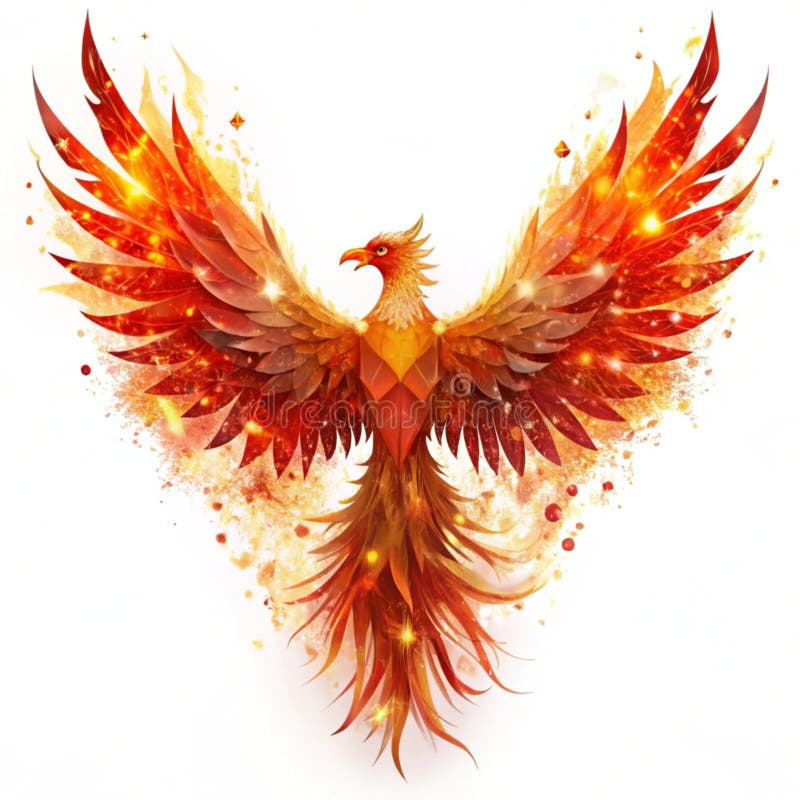 Geometric Phoenix Rising from Ashes Stock Illustration - Illustration ...
