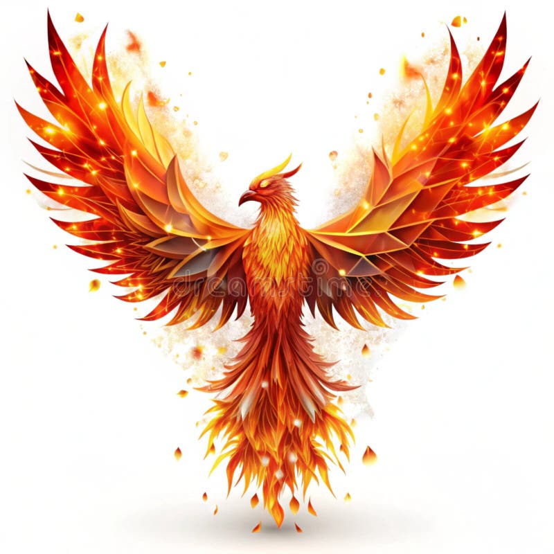 Geometric Phoenix Rising from Ashes Stock Illustration - Illustration ...