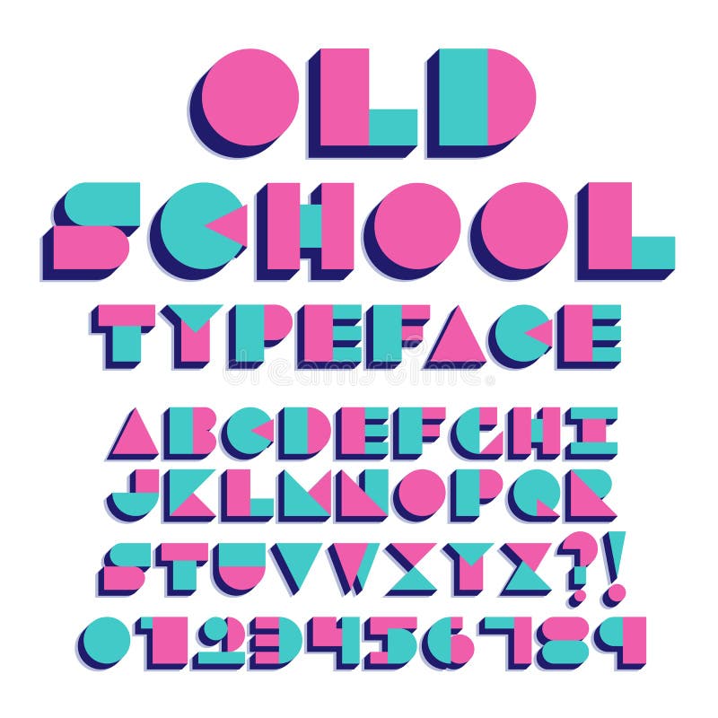 Geometric Colorful Font Isolated. 90s 80s Style Stock Illustration ...