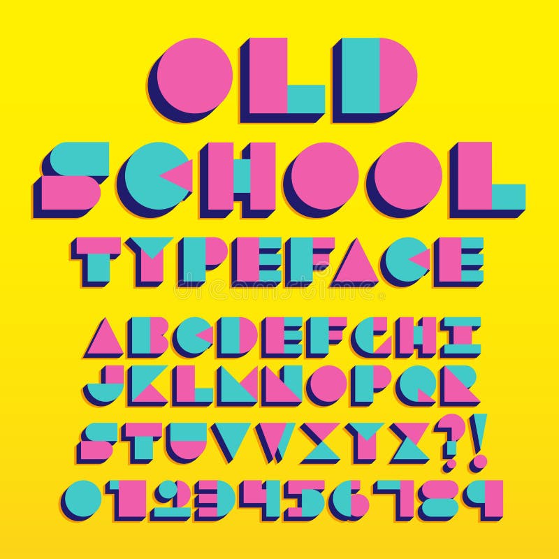 Geometric Colorful Font Isolated. 90s 80s Style Stock Illustration ...