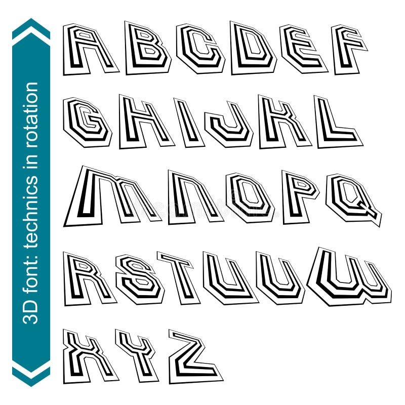 Geometric Retro Style Graphic Font in Rotation, Vector Stock Vector ...