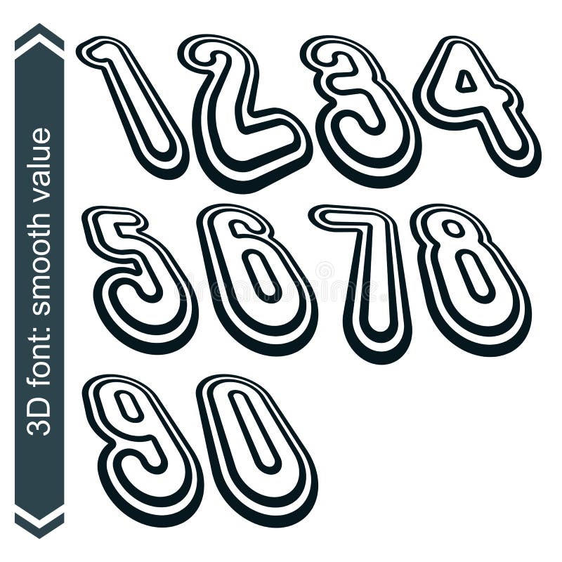 Geometric Retro Style Graphic Numbers in Rotation, Vector Doodle Stock ...