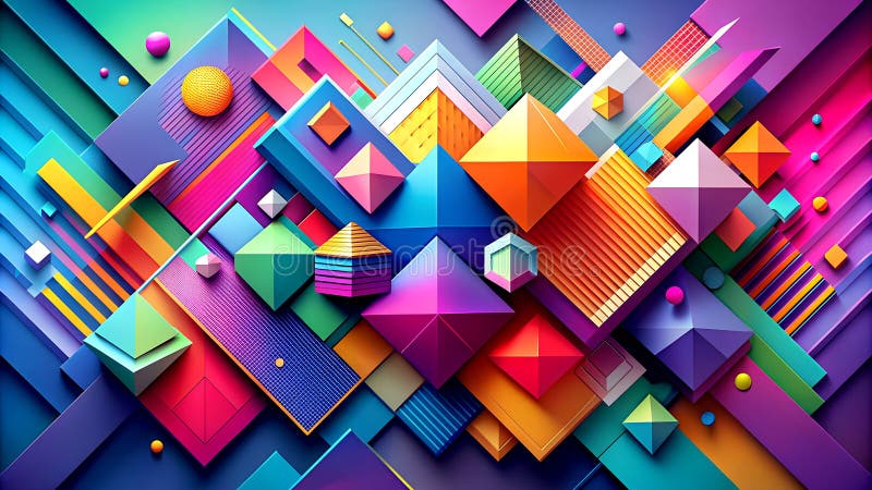 Geometric Rhapsody A Dynamic Abstract Composition Exploding With Color And Form Generative Ai
