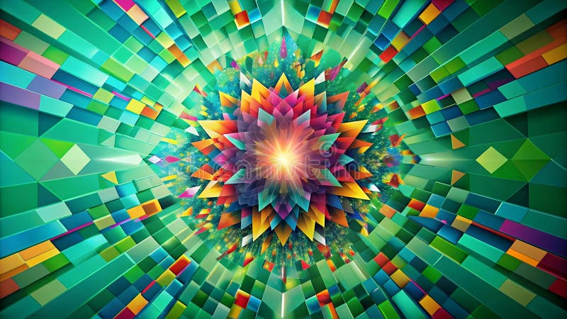 Geometric Rhapsody: a Rhythmic Explosion of Color within a Green ...