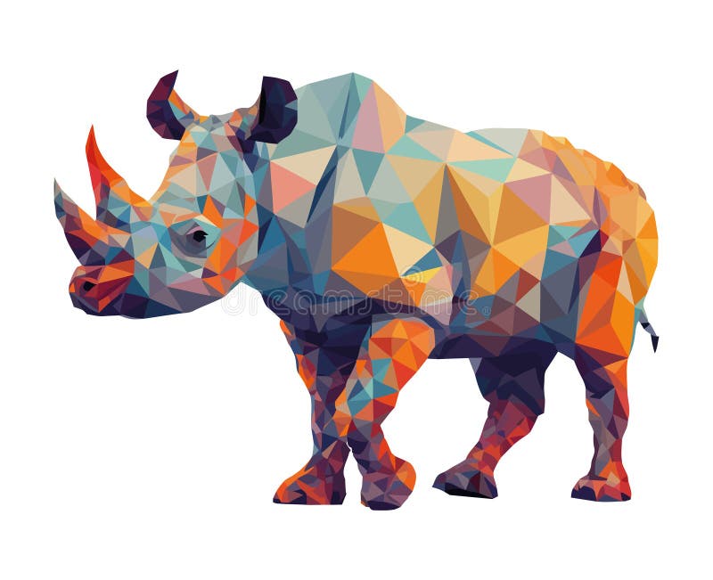 Geometric Rhino Abstract Icon Stock Vector - Illustration of geometric ...