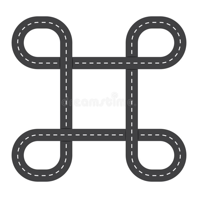 Geometric Road Pattern. Black Highway Loops. Complex Street Network ...