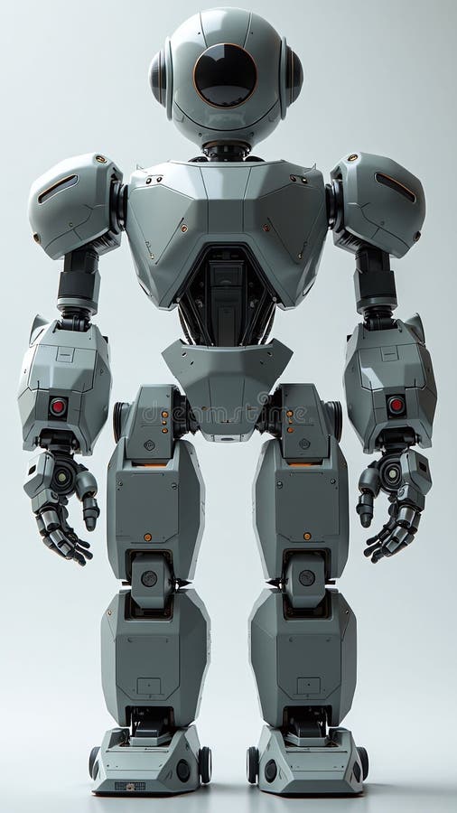 Geometric Robot with Cube and Cylinder Elements, Representing Robotic ...