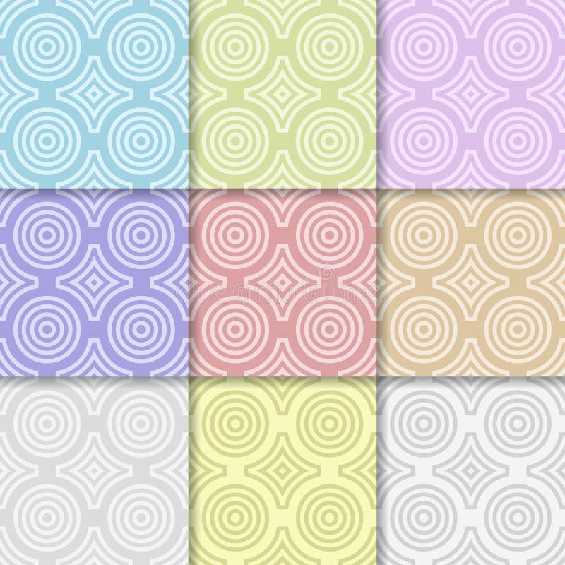 Geometric Round Shape Seamless Pattern. Circles and Rhombus Stock ...