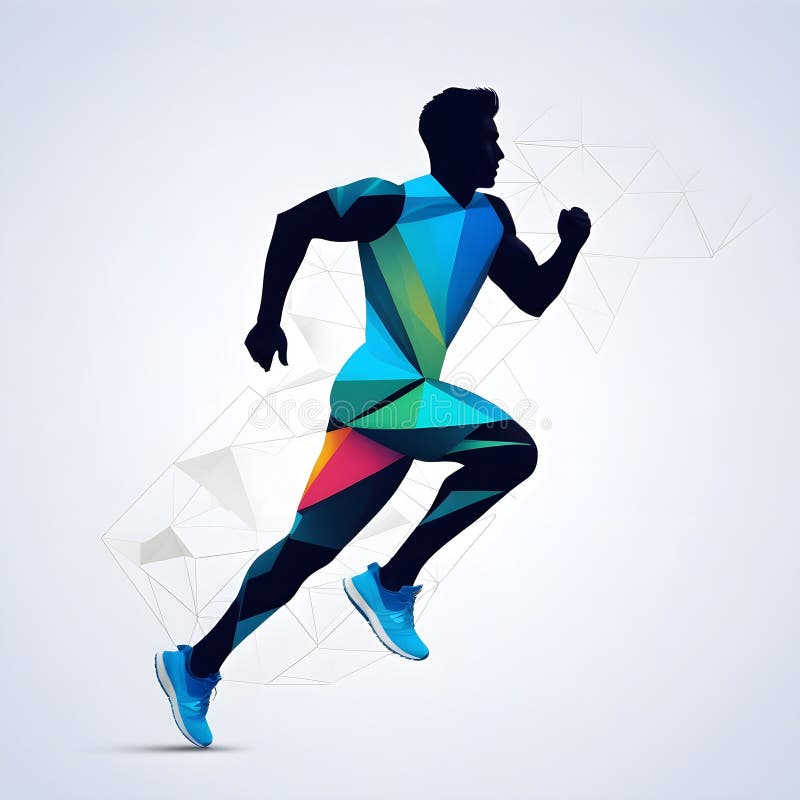 A Geometric Running Man.Ai Genarated Stock Photo - Image of action ...