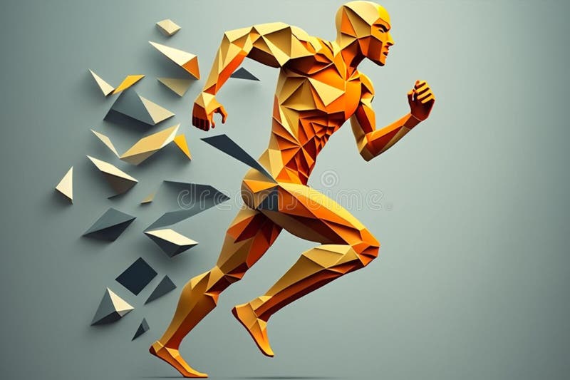 Geometric running man stock illustration. Illustration of speed - 273067243