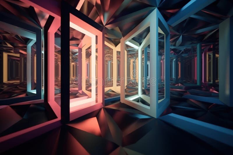 Geometric Sci Fi Abstract Illuminated Background in Dark Generative Ai ...