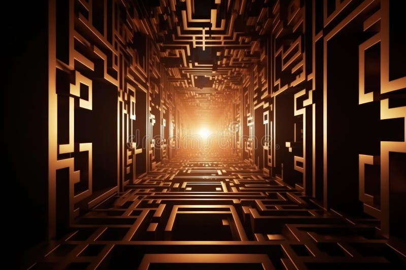 Geometric Sci Fi Abstract Illuminated Background in Dark Generative Ai ...