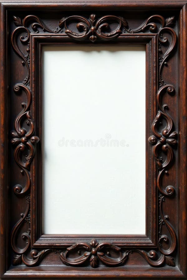 Geometric Scrollwork, Dark Stained Wood Picture Frame, Border, Darkwood ...