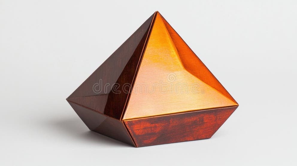 A Geometric Sculpture with a Triangular Base and a Smooth, Reflective ...