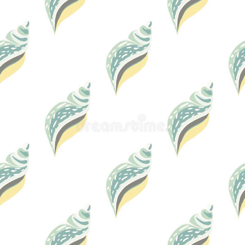Geometric Sea Shell Vector Illustration. Doodle Seashells Seamless ...