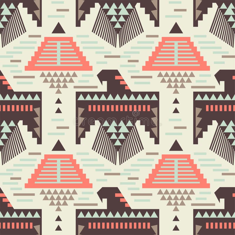 Geometric Seamless Boho Pattern Design Stock Illustration