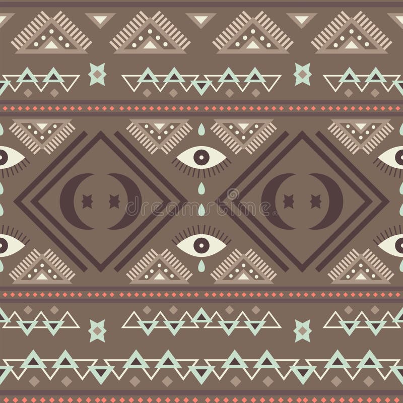 Geometric Seamless Boho Pattern Design Stock Illustration ...