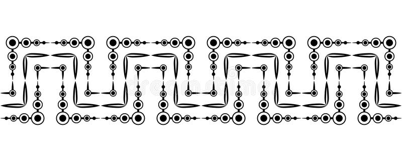 Geometric Seamless Border. Black Circle and Lines. Parallel and ...