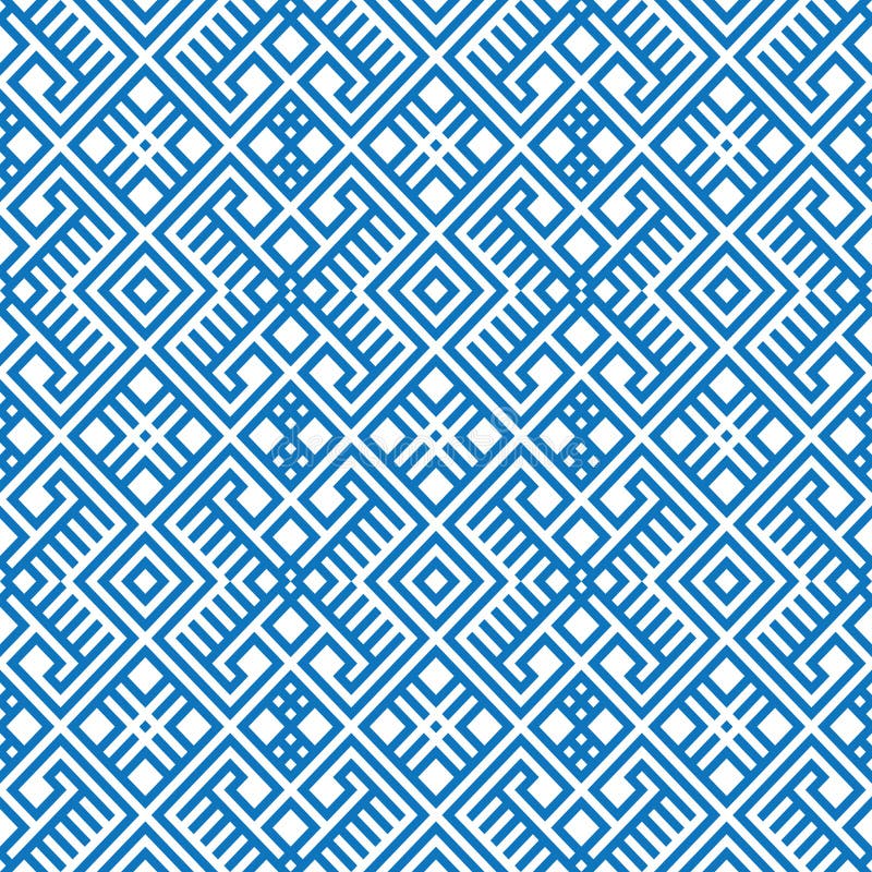 Geometric Seamless Ethnic Pattern Background in Blue and White Colors ...