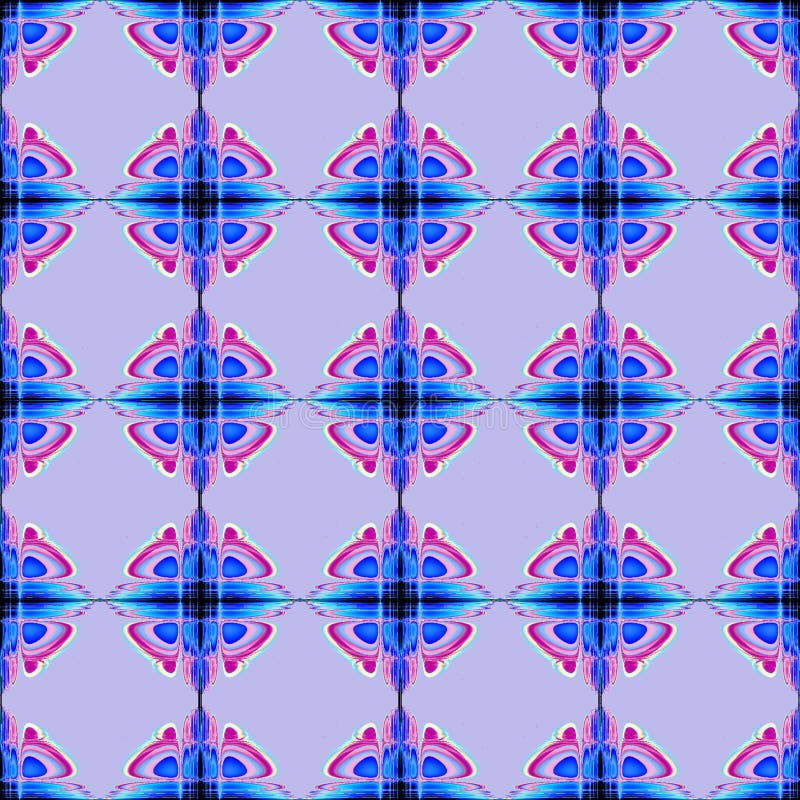 Geometric Seamless Floral Symmetrical Pattern in Blue and Purple Colors ...