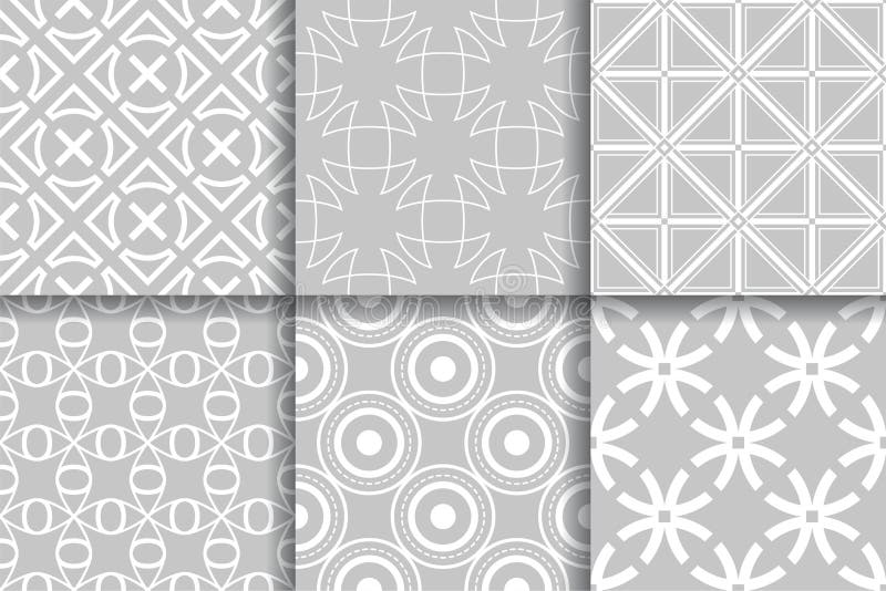 Geometric Seamless Gray Patterns. Collection of Backgrounds Stock Vector - Illustration of ...