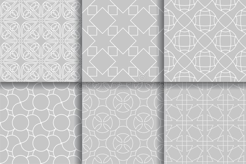 Geometric Seamless Gray Patterns. Collection of Backgrounds Stock ...