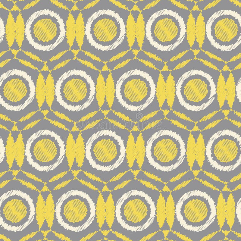 Geometric Seamless Gray Yellow Pattern with Circles, with Hatching ...