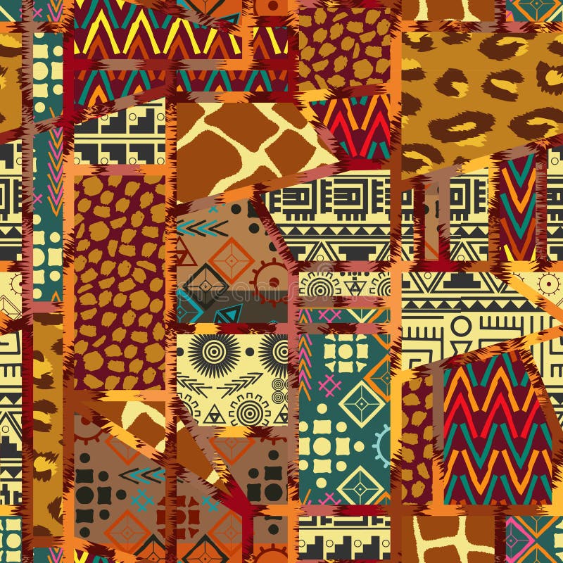 African Traditional Cloth and Wild Animal Skins Illustration. Bright ...