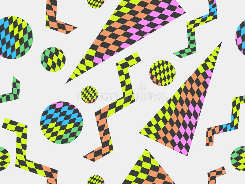 Geometric Seamless Pattern with Abstract Checkered Pattern in 90s Style ...