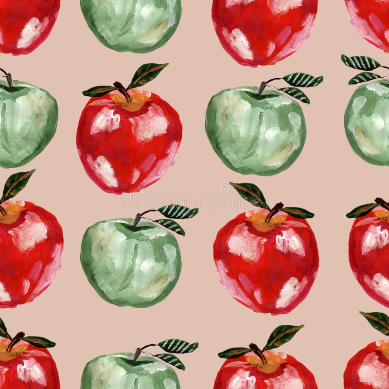 Geometric Seamless Pattern with Apples Stock Illustration ...