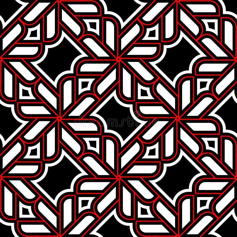 Geometric Seamless Pattern. Black Red White Background Stock Vector ...