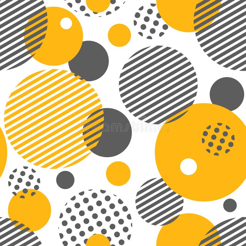 Geometric Seamless Pattern with Circles, Stripes, Dots. Stock Vector ...